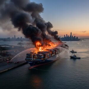 ロサンゼルス港コンテナ船火災「One Henry Hudson」：日本への影響とリチウムイオン電池のリスク - NowBuzz